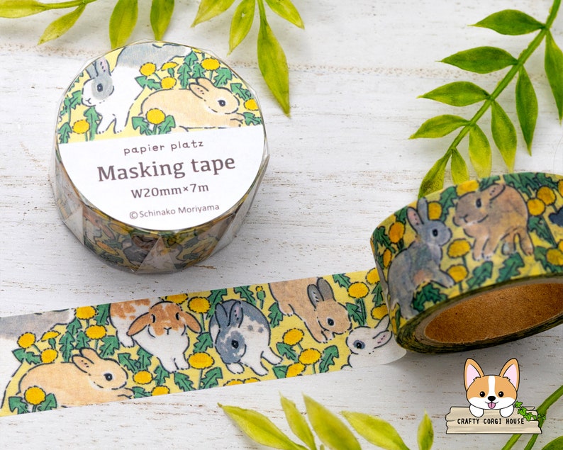 1 Roll | 20mm | Papier Platz X Schinako Moriyama | Bunny Washi Tape ...