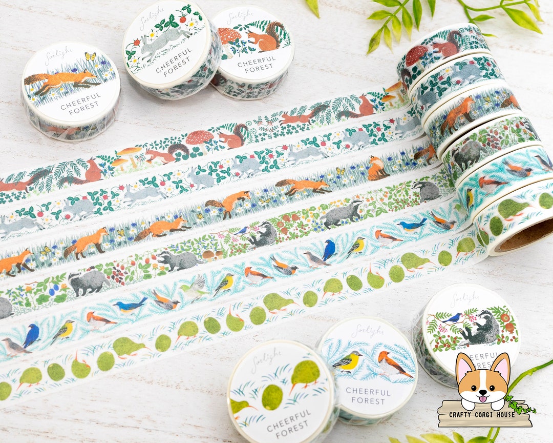 1 Roll | 20mm | Sotlight | CHEERFUL FOREST Washi Tape | Squirrel ...