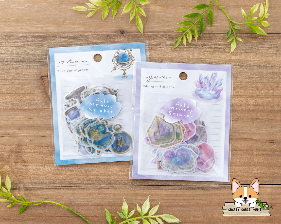 41 Pc | Crux | PALE MEMORY Washi Sticker Flakes | Bird - Cat - Cafe ...
