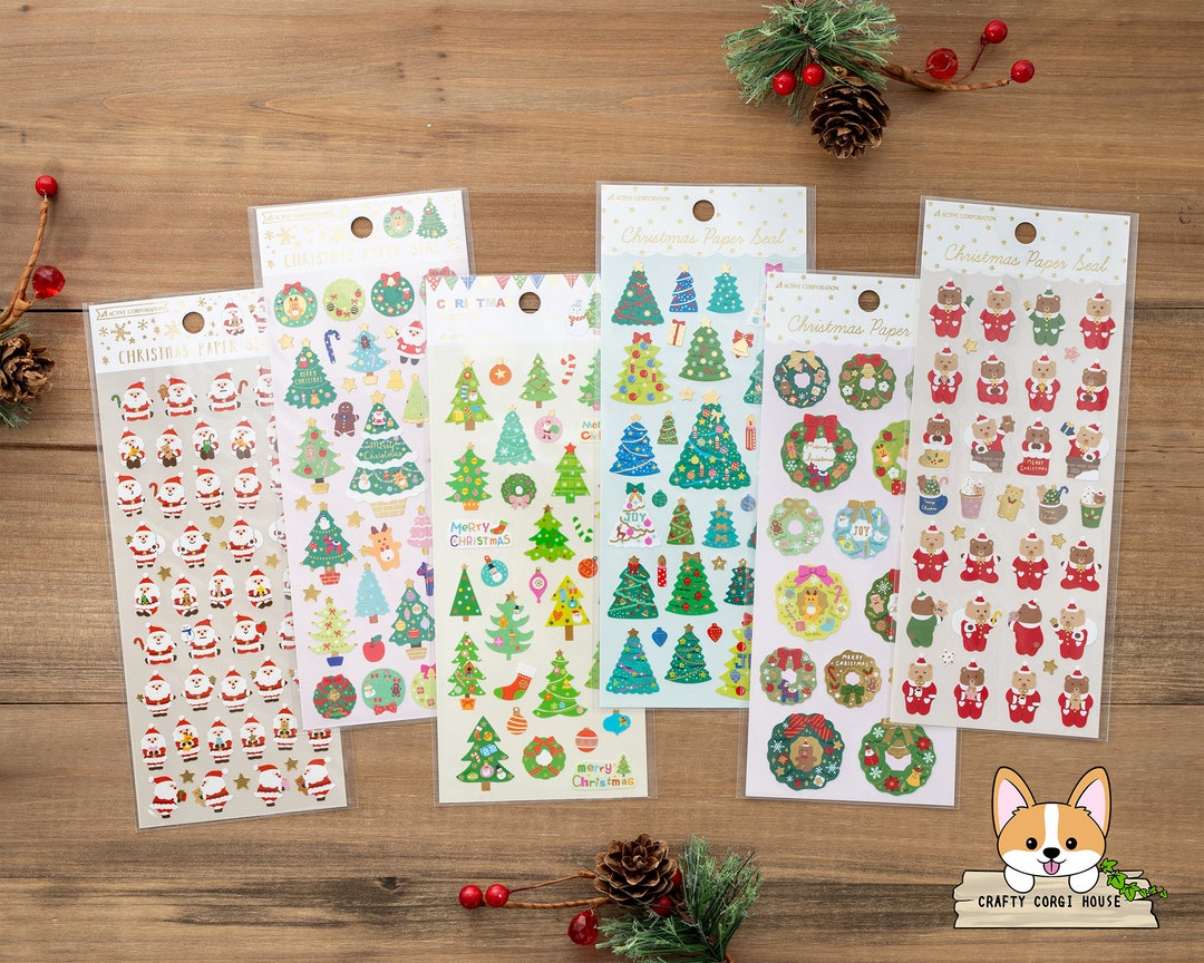 1 Sheet | Active | CHRISTMAS Gold Foil Paper Stickers | Santa - Xmas ...