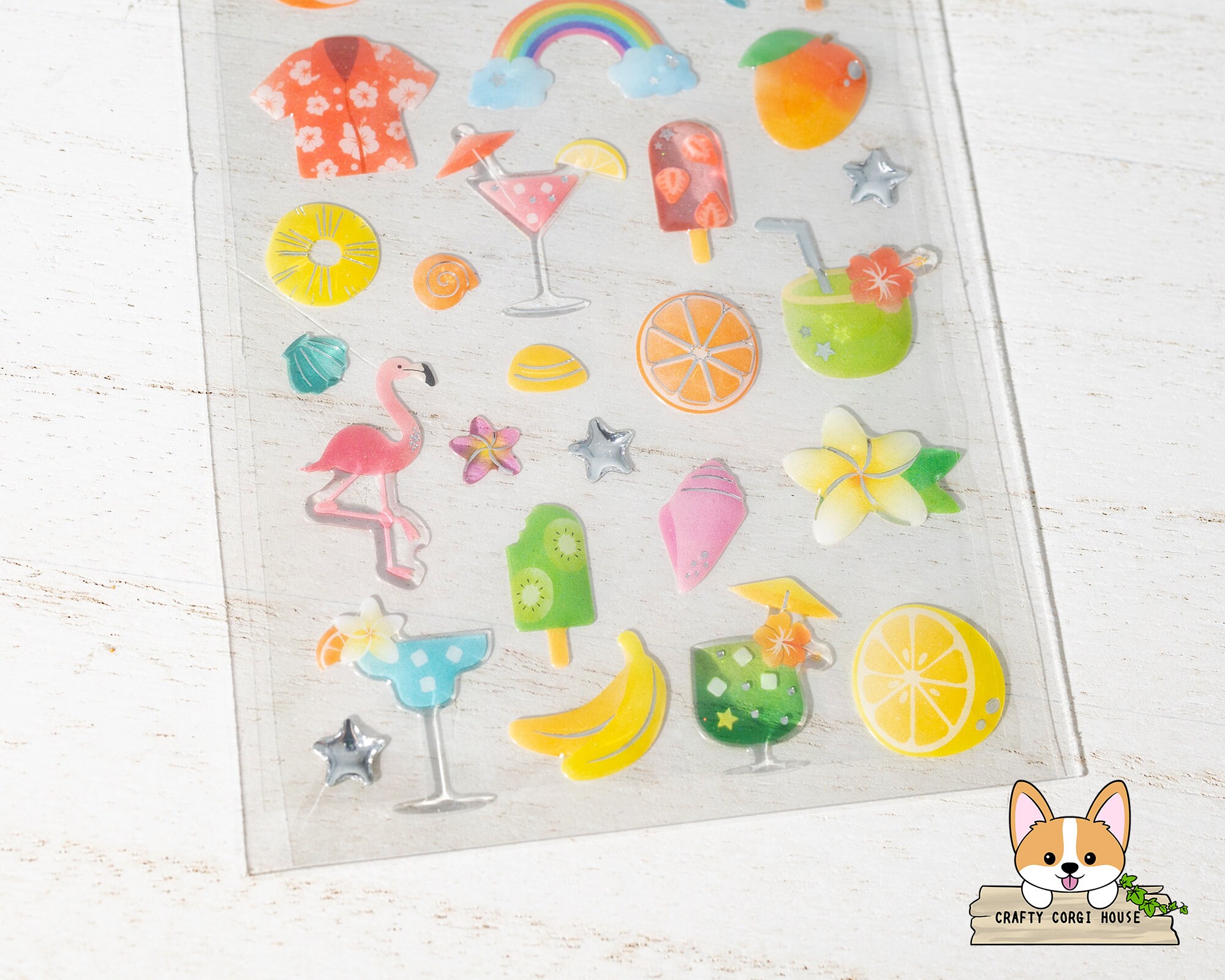 1 Sheet | Active | SUMMER Drop Gold Foil With Glitter 3D Resin Stickers ...