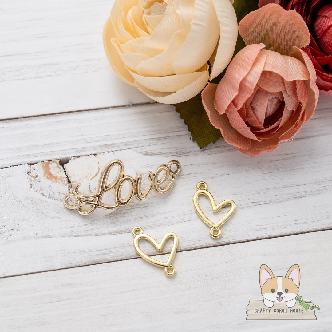 3 or 6 Pc Set | LOVE Connector | Heart Connectors | Necklace Bracelet ...