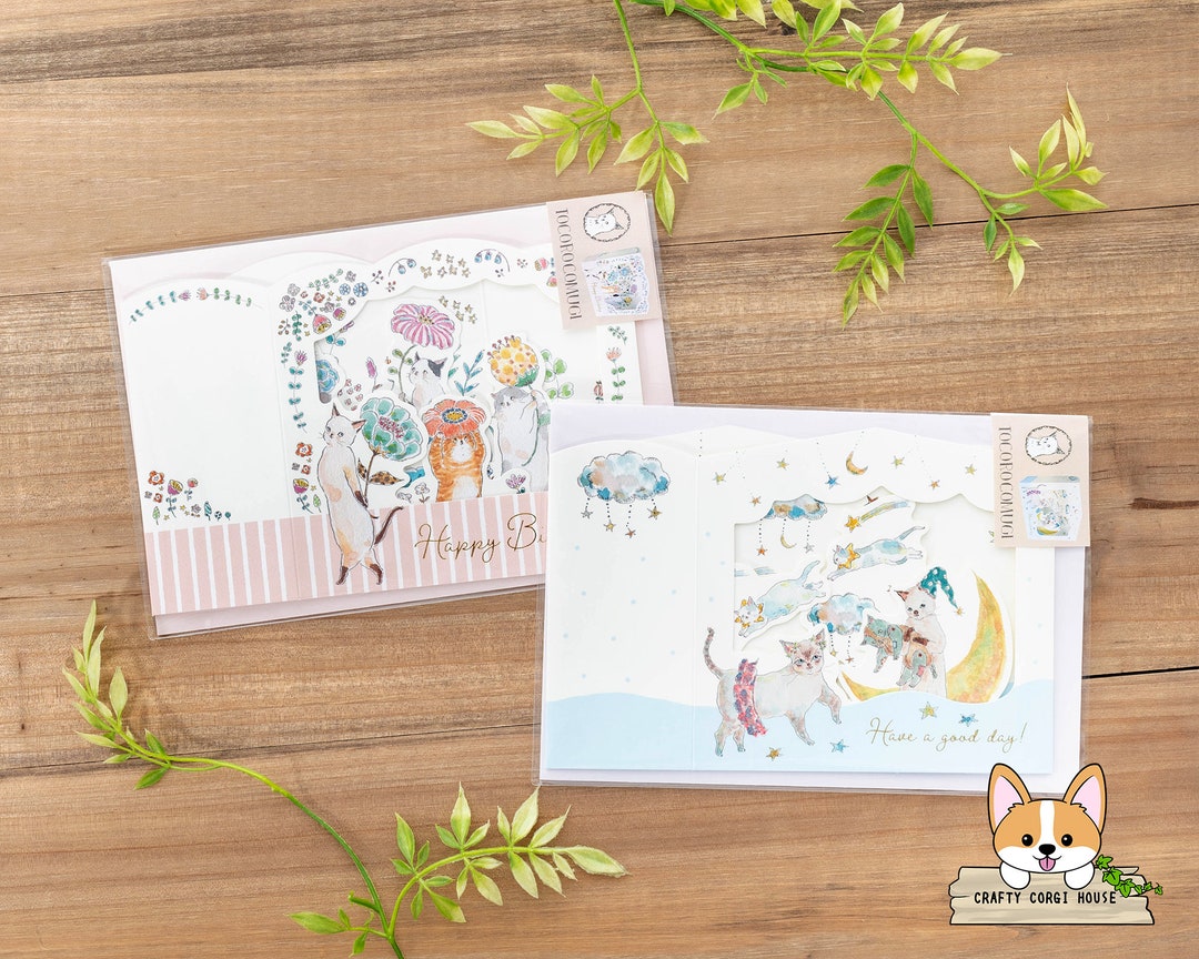 1 Card 1 Envelope | Active X Tocoro Comugi | Cat Celebration 3D BOX Greeting Card | Flowers ...