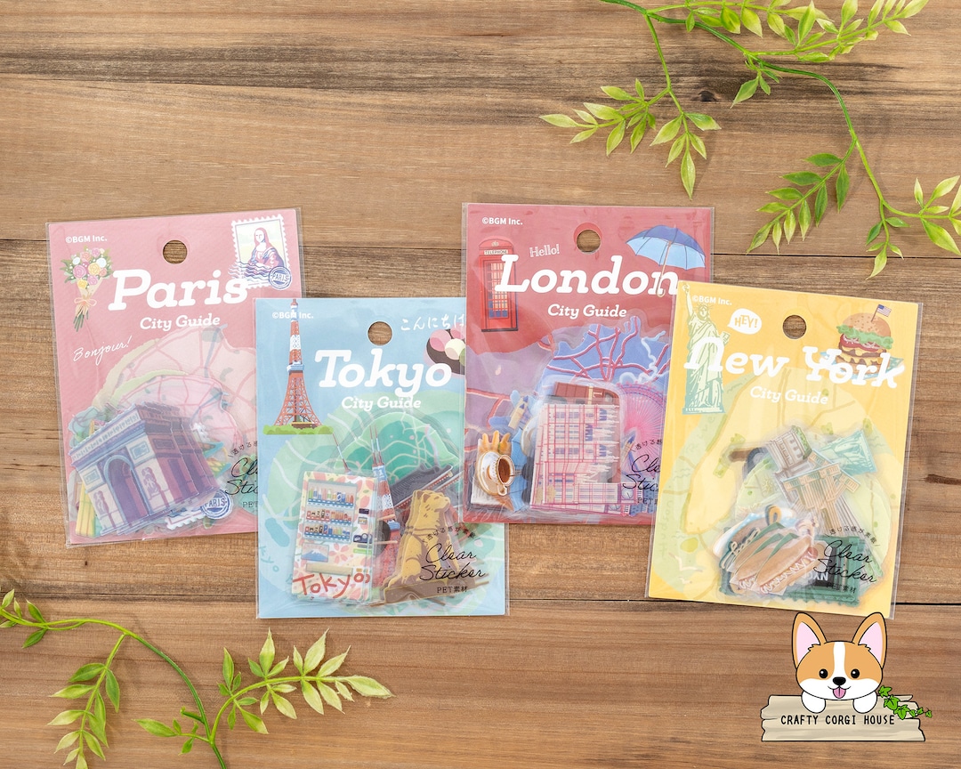 30 Pc | BGM | CITY GUIDE Die Cut Clear Stickers | Paris - Tokyo - London - New York - Etsy