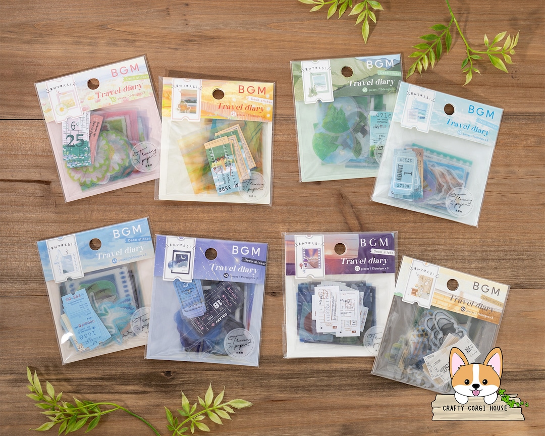 45 Pc | BGM | TRAVEL DIARY Die Cut Tracing Paper Stickers | Flower ...