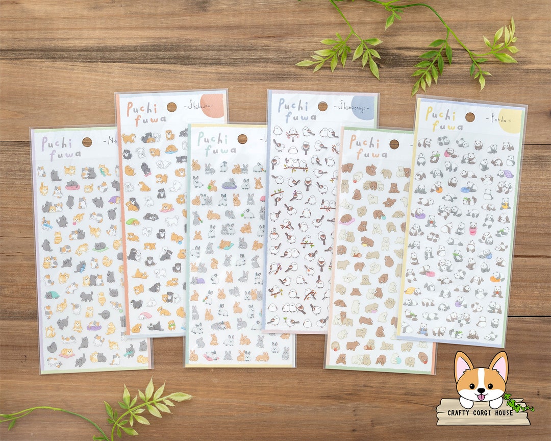 1 Sheet | Mind Wave | PUCHIFUWA Clear Stickers | Cat - Shiba Inu (dog ...