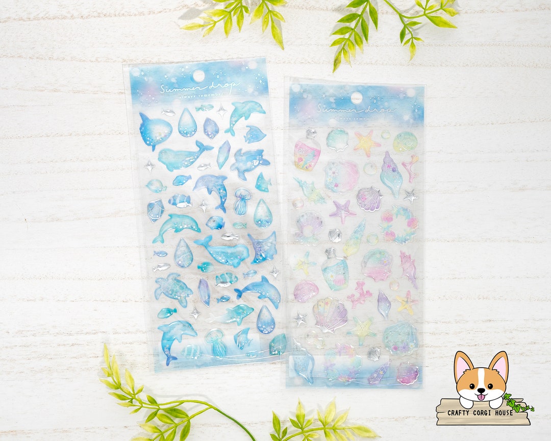 1 or 2 Pc Set Q-lia SUMMER DROP Foil Clear Gel Stickers Ocean Shell - Etsy