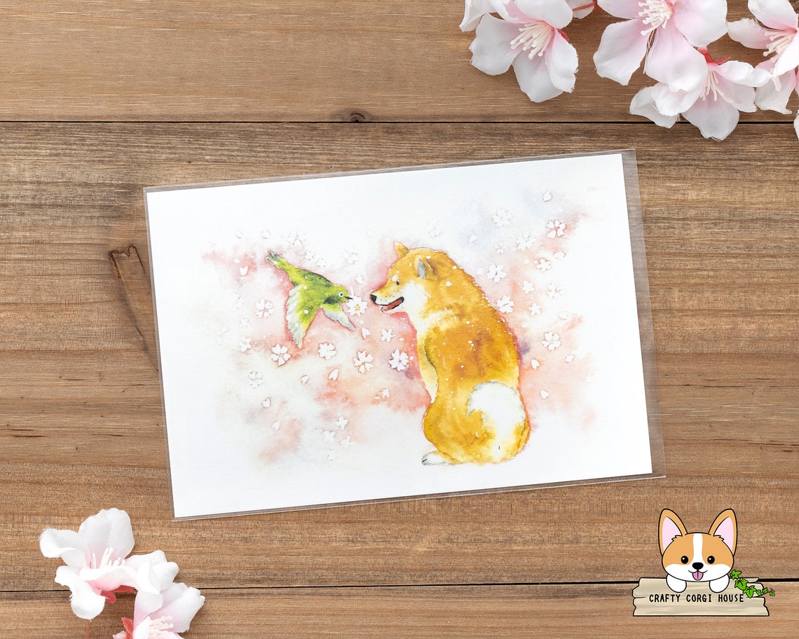 1 Sheet | Active X Natsuka Murata | Shiba Inu & Japanese Cherry Blossom ...