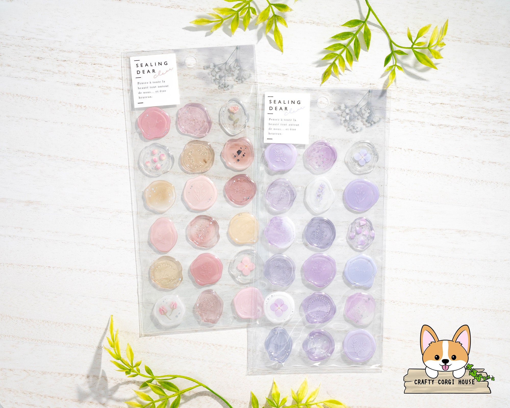 1 Sheet | Q-lia | Wax Style SEALING DEAR CLEAR Gel Stickers | Pink ...