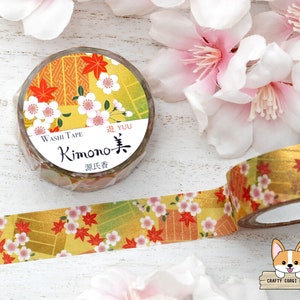1 Roll | 15mm | Kamiiso Saien KIMONO | YUU Series Gold Foil Yuzen Washi ...