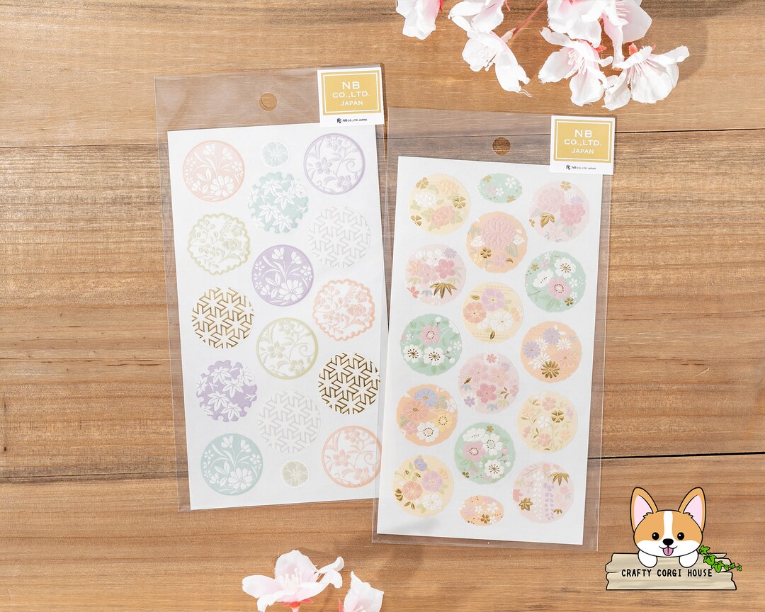1 Sheet | NB | Japanese Style Gold Foil Embossed Pearl Paper Stickers ...