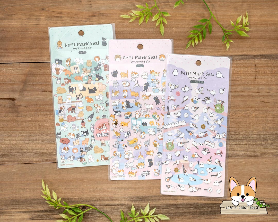 1 Sheet | Kamio | PETITE MARK Gold Foil Clear Stickers | Dog - Cat ...