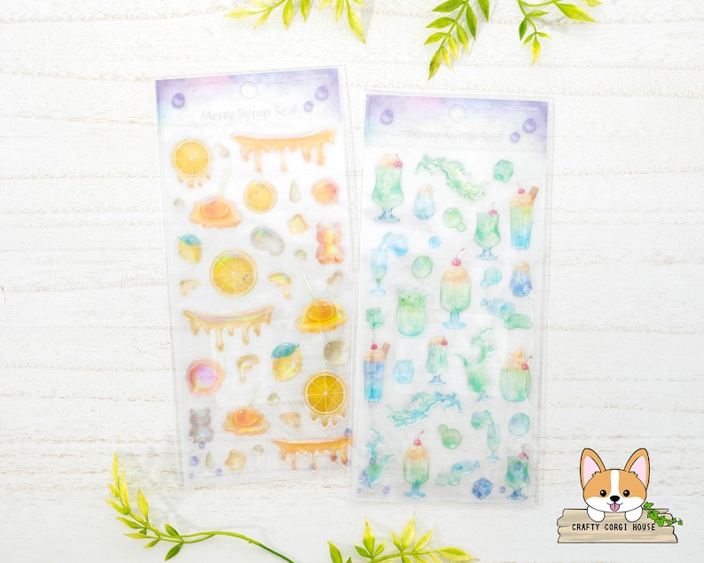 1 Sheet | Kamio | MERRY SYRUP DROP Foil Clear Gel Stickers | Honey ...