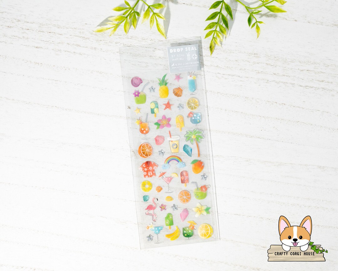 1 Sheet | Active | SUMMER Drop Gold Foil With Glitter 3D Resin Stickers ...