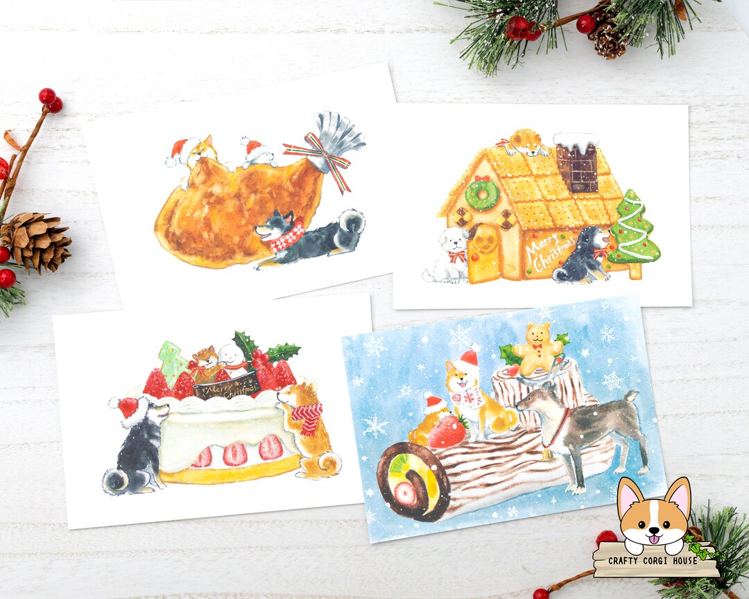 1 Sheet | Active X Natsuka Murata | Shiba Inu & Christmas Postcards ...