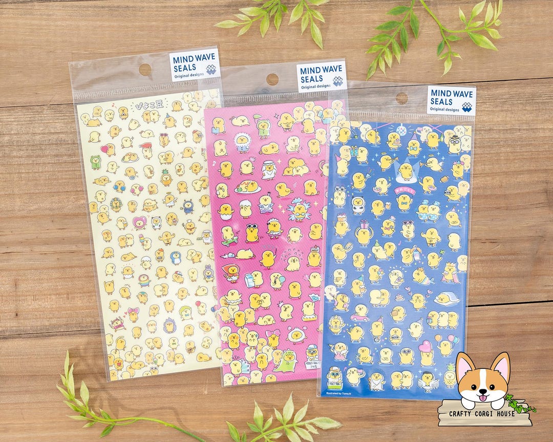 1 Sheet | Mind Wave | PUCHI PUCHI Piyoko Mame Chick Clear Stickers ...