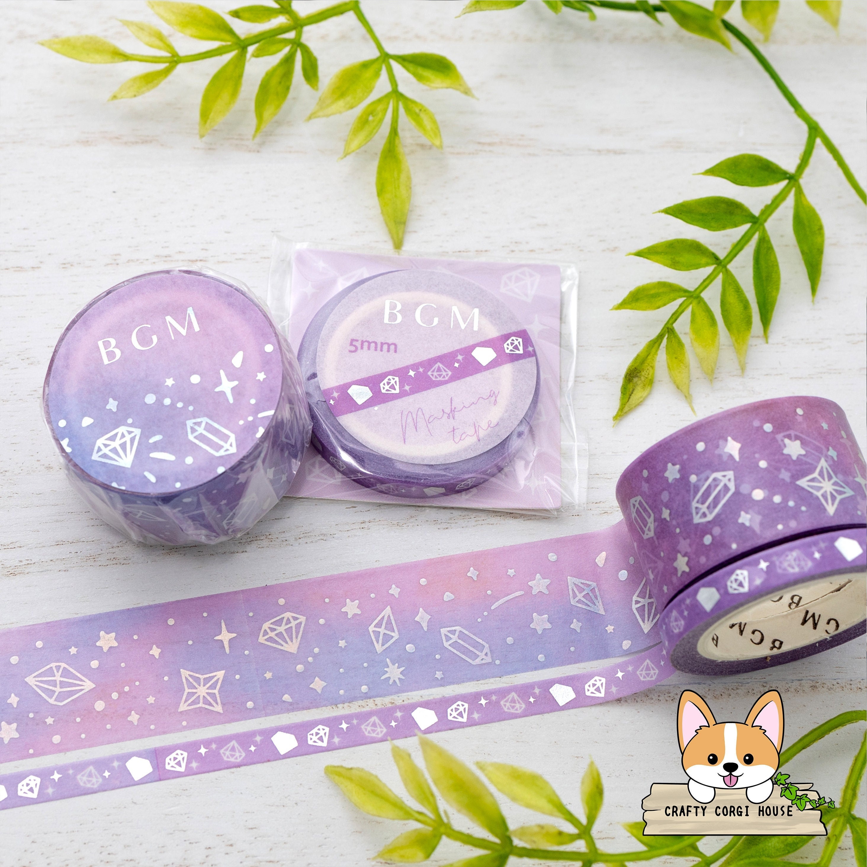 1 or 2 Pc Set 5mm or 20mm BGM Diamonds Silver Foil Washi - Etsy