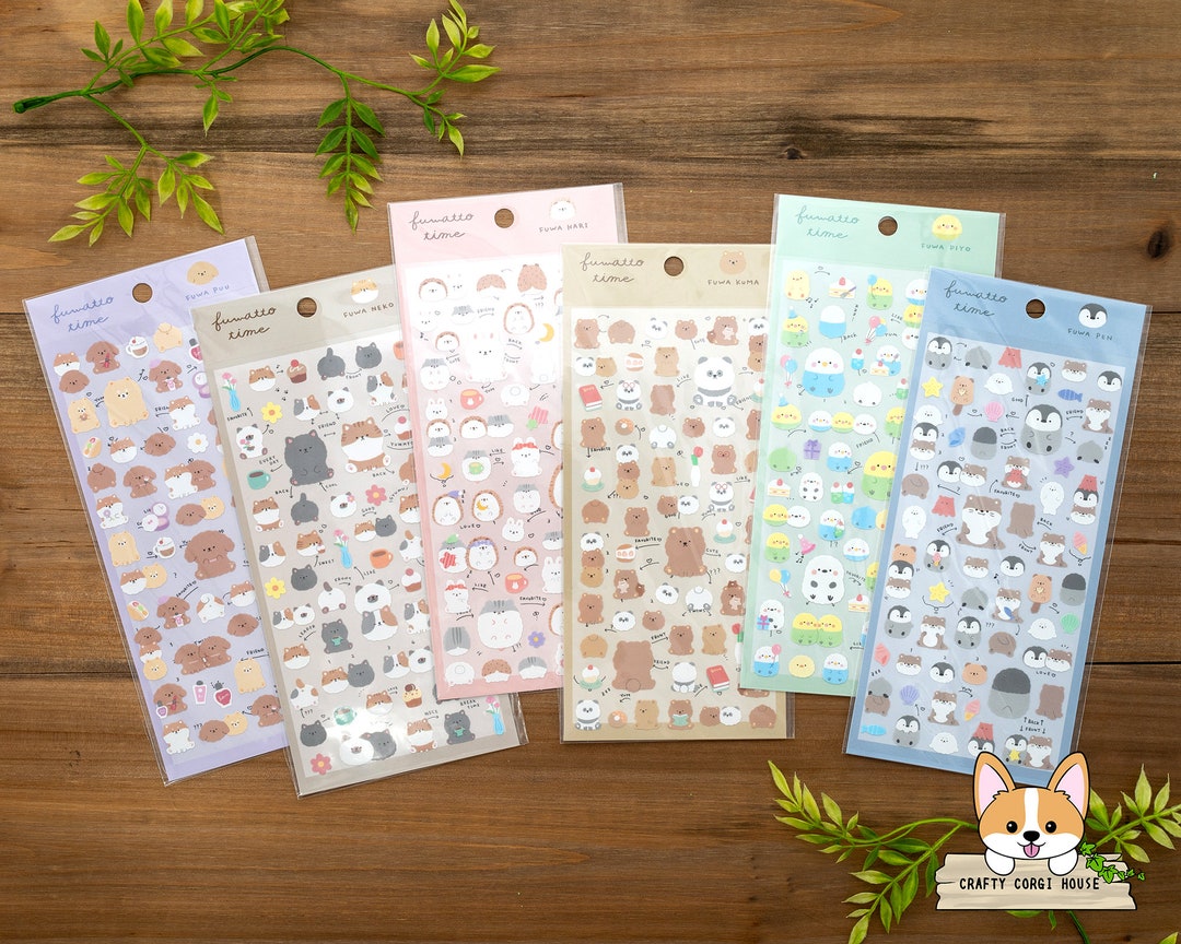 1 Sheet | Crux | FUWATTO TIME Animal Stickers | Puu Poodle - Neko Cat ...