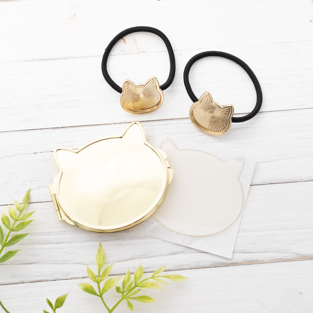 1 / 2 / 3 pc set / Gold Plated Cat Closed Bezel Frame Hair Tie / Cat ...