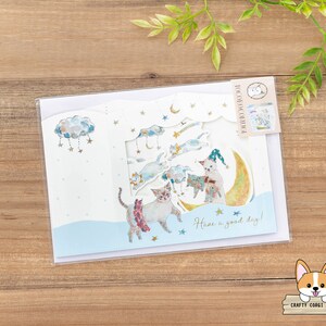 1 Card 1 Envelope | Active X Tocoro Comugi | Cat Celebration 3D BOX Greeting Card | Flowers ...