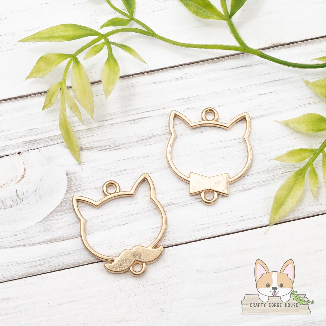 2 Pc Set | Cat or Dog Bezel Frame Connectors | Cat Charm | Dog Charm ...