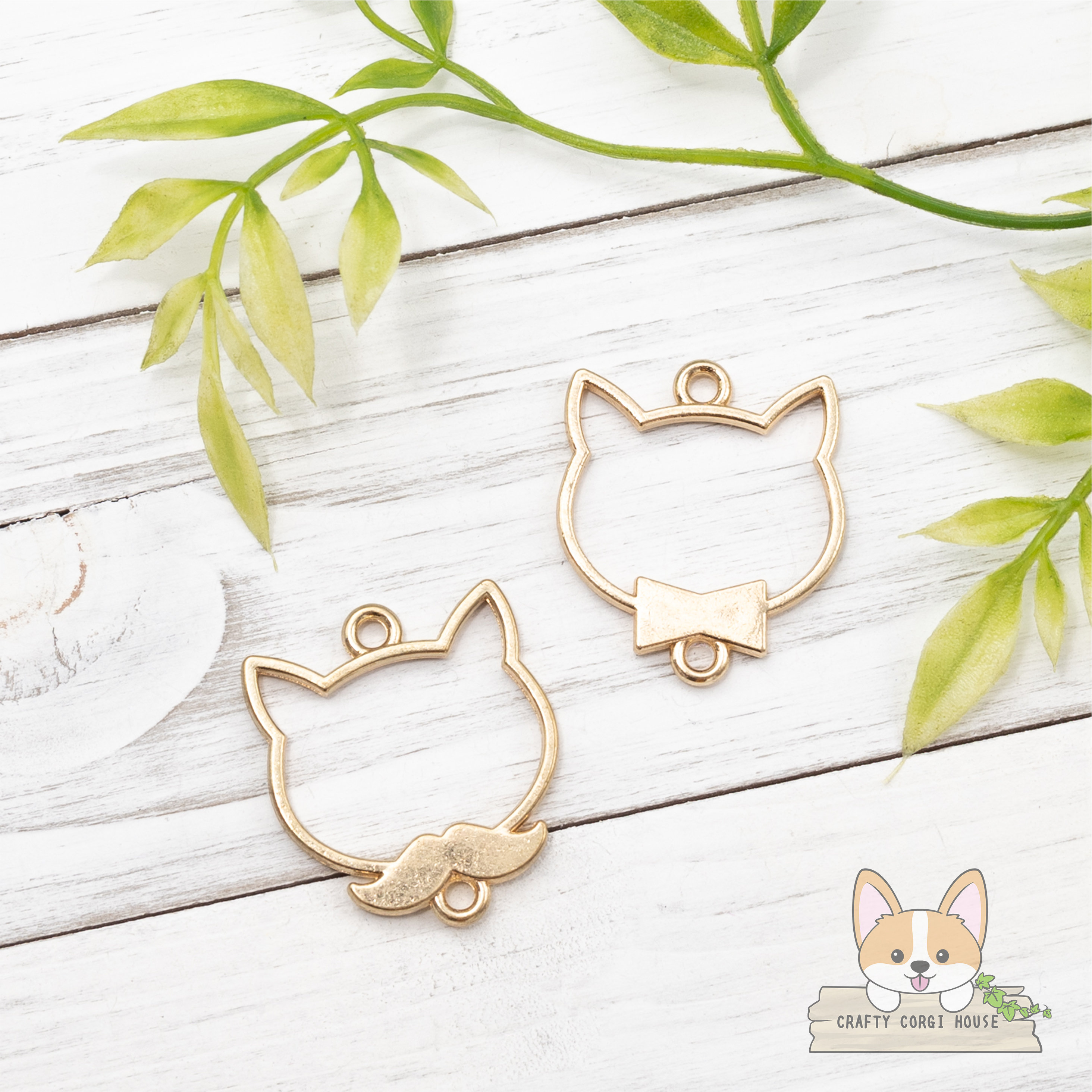 2 Pc Set Cat or Dog Bezel Frame Connectors Cat Charm Dog | Etsy