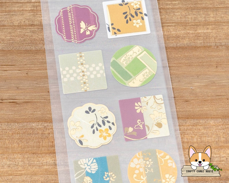 1 Sheet | NB | Japanese Style Gold Foil Unryu Paper Stickers | Kamon ...