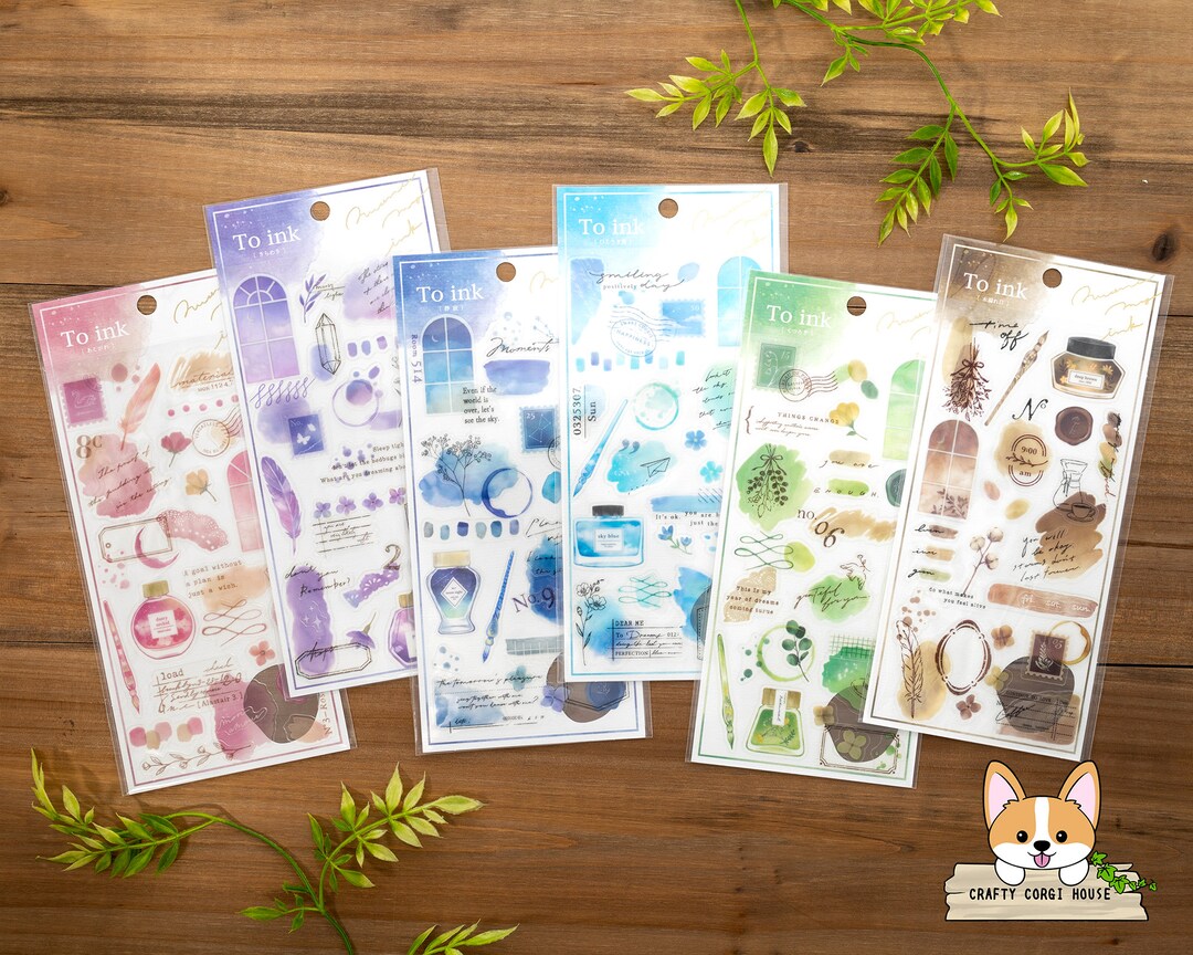 1 Sheet | Q-lia | TO INK Clear Sticker Sheets | Pink - Purple - Blue - Light Blue - Green ...
