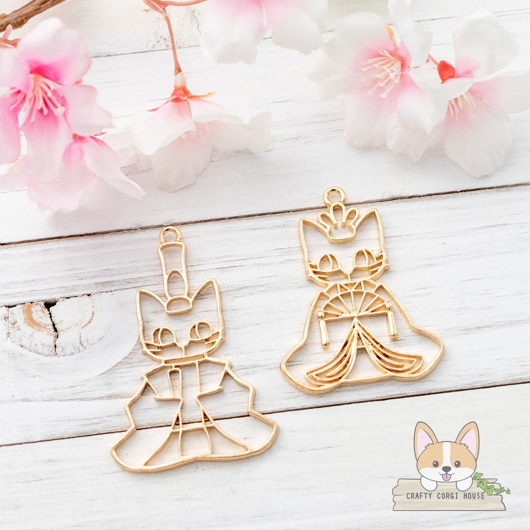 2 Pc Set | Hinamatsuri Open Bezel Charms | Cat Bezels | Emperor ...