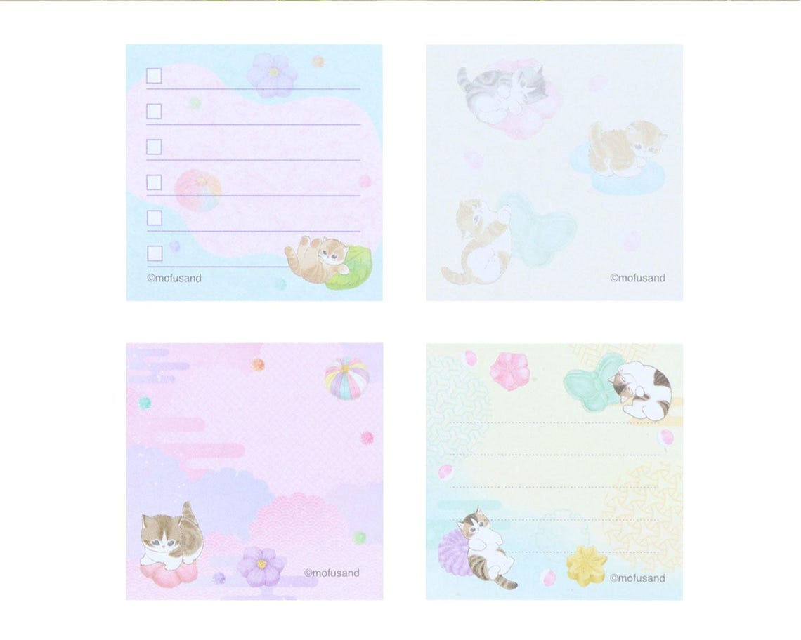 80 Sheets | Sun-star | Cat Kigurumi Wagashi Series 4 Design Sticky ...