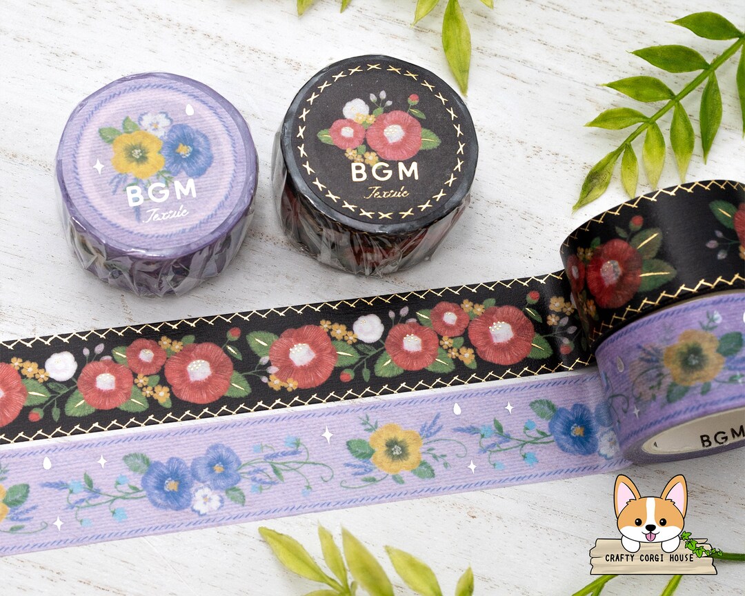 1 or 2 Pc Set | 20mm | BGM | Floral Embroidered Ribbon Foil Washi Tape ...