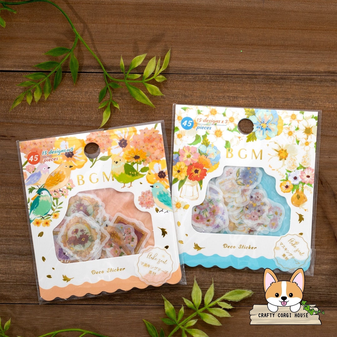 45 Pc BGM Flower Gold Foil Die Cut Washi Stickers Flower - Etsy