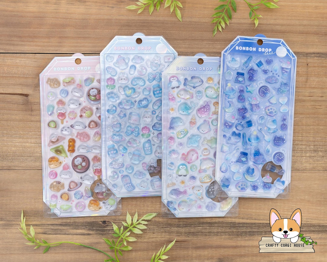 1 Sheet | Q-lia | BONBON DROP FROZEN Glitter 3D Gel Sticker | Mochi ...