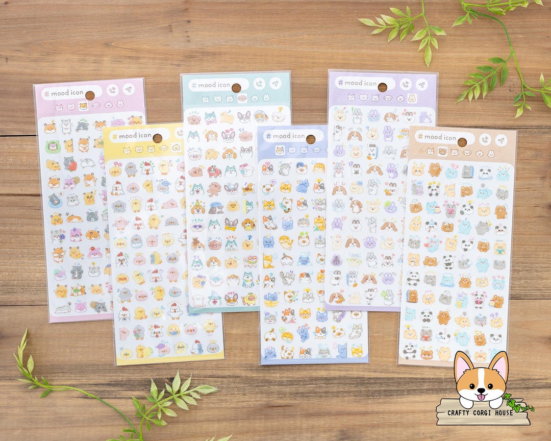 1 Sheet | Mind Wave | #MOOD ICON Clear Stickers | Hamster - Chick - Dog ...