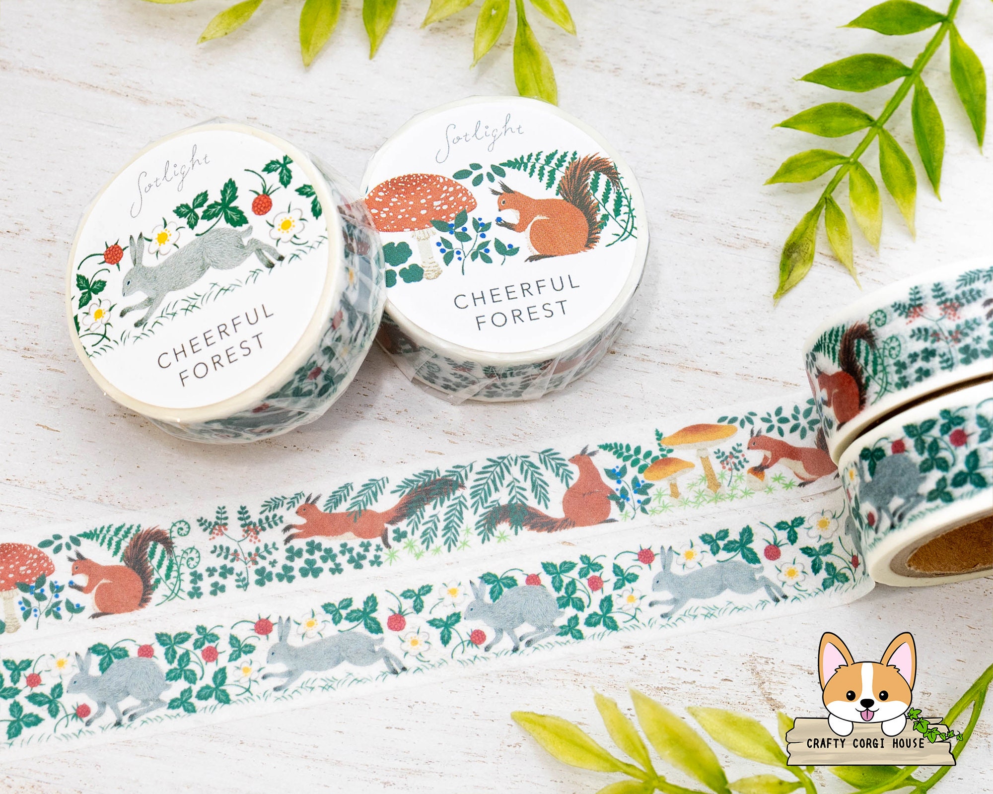 1 Roll | 20mm | Sotlight | CHEERFUL FOREST Washi Tape | Squirrel ...