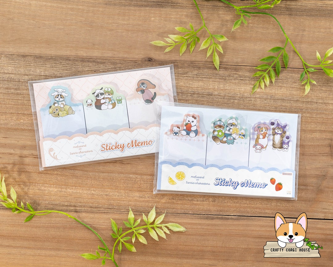 60 Sheets Sun-star X Mofusand X Sanrio Cat Die Cut Sticky Memo Pad ...