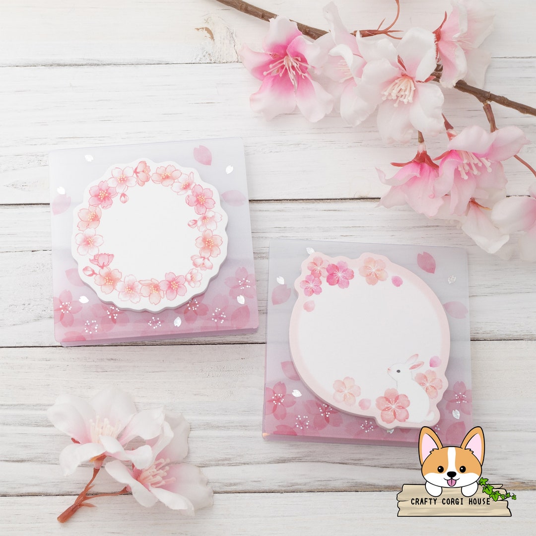 30 Sheets | Mind Wave | Japanese Cherry Blossoms Stand Sticky Notes ...