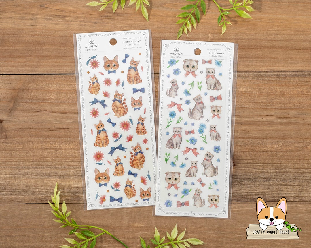 1 Sheet | Clothes Pin X Miki Takei | MONDO Clear Stickers | Ginger Cat ...