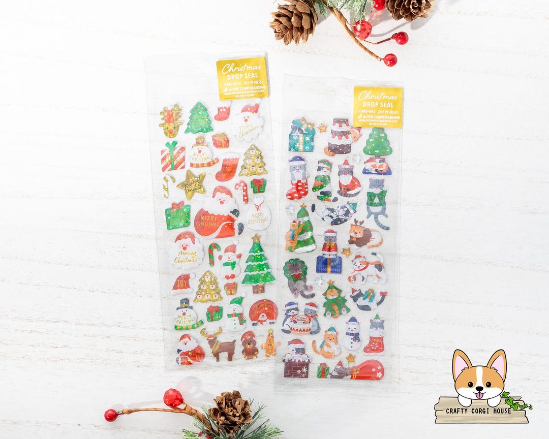 1 Sheet | Active | CHRISTMAS Drop Gold Foil With Glitter 3D Resin ...