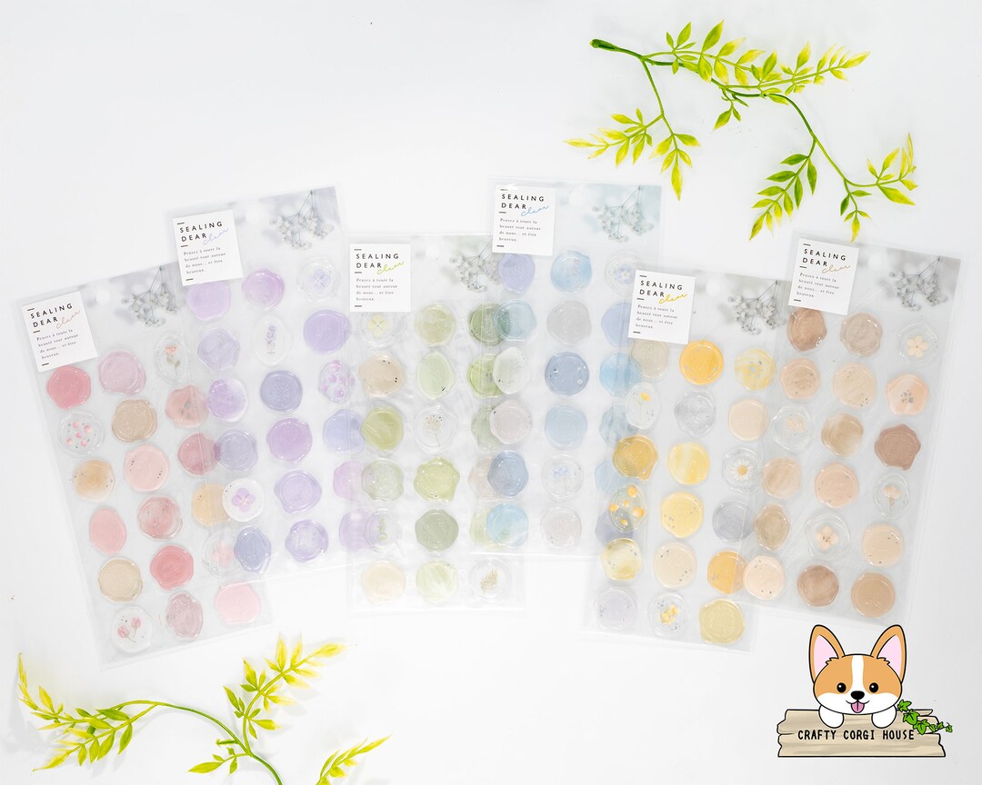 1 Sheet | Q-lia | Wax Style SEALING DEAR CLEAR Gel Stickers | Pink ...