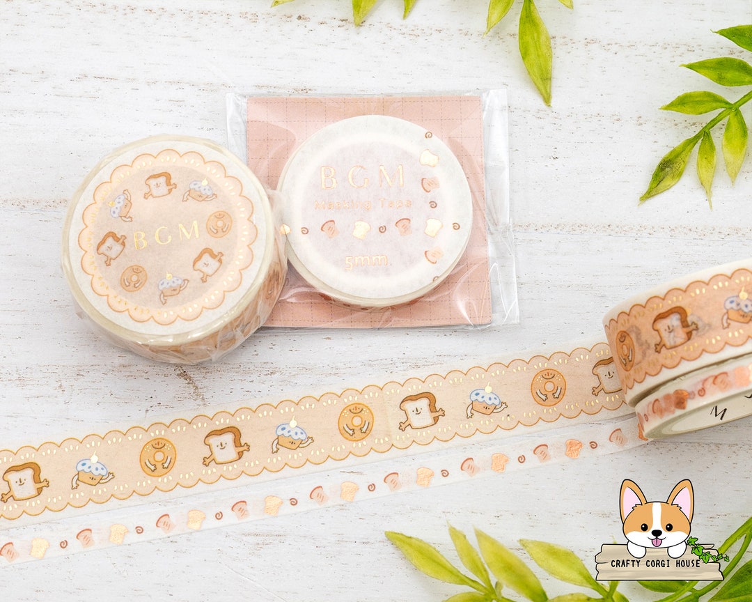 1 Roll | 5mm or 15mm | BGM | Baked Bread Gold Foil Washi Tape | Toast ...