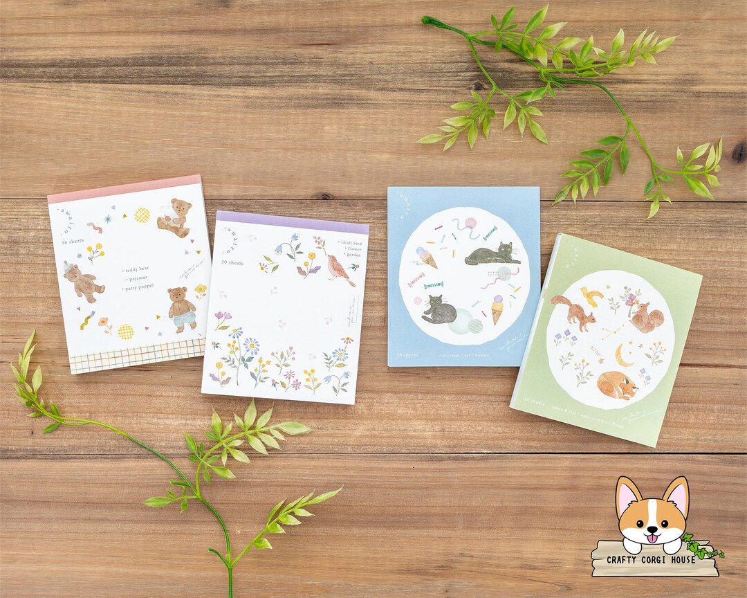 50 Sheets | NB | AWAIRO 2 Design Animal Memo Pad | Bear - Bird - Cat - Squirrel & Fox - Etsy