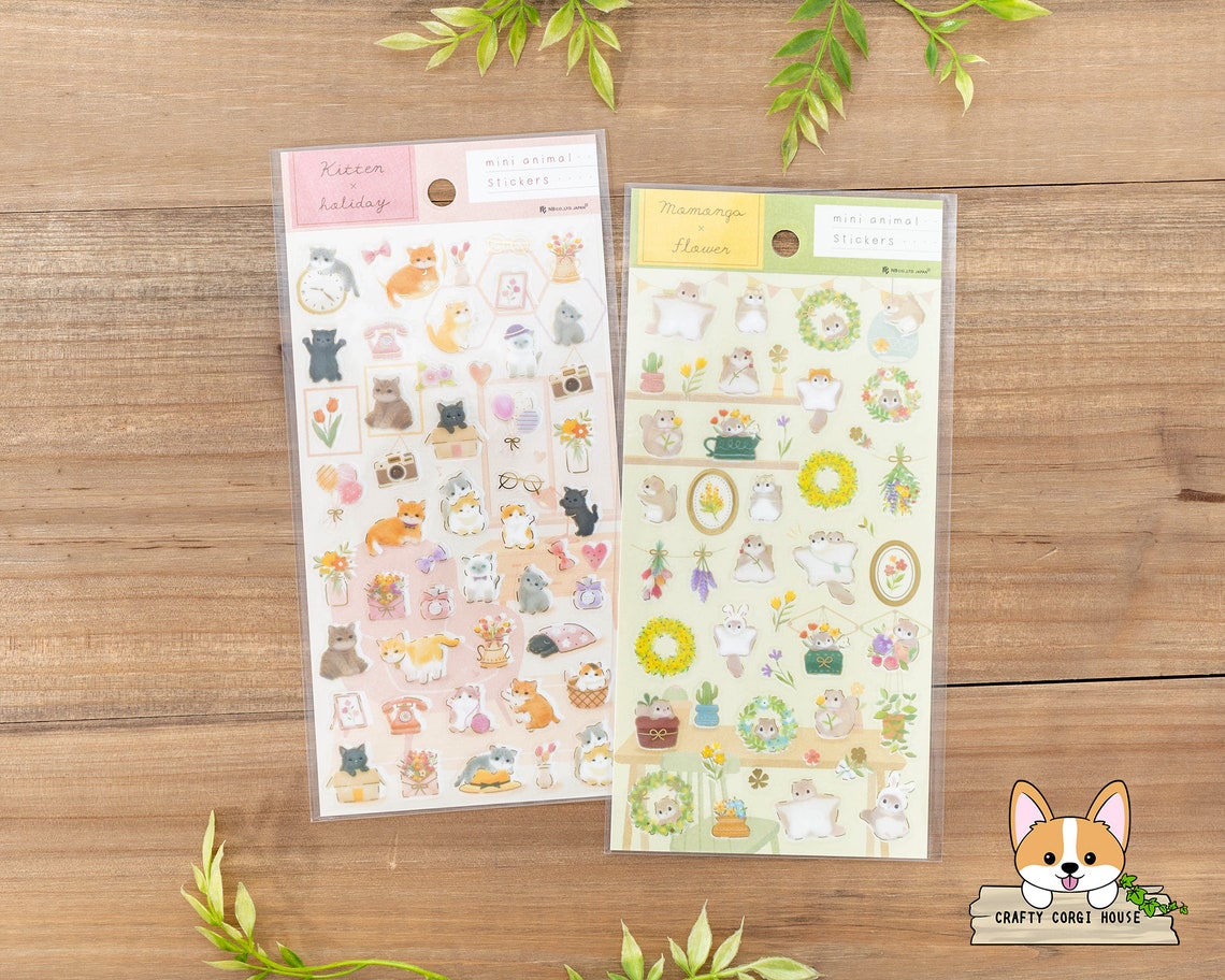 1 Sheet | NB | Mini Animal Gold Foil Clear Stickers | Kitten - Momonga ...