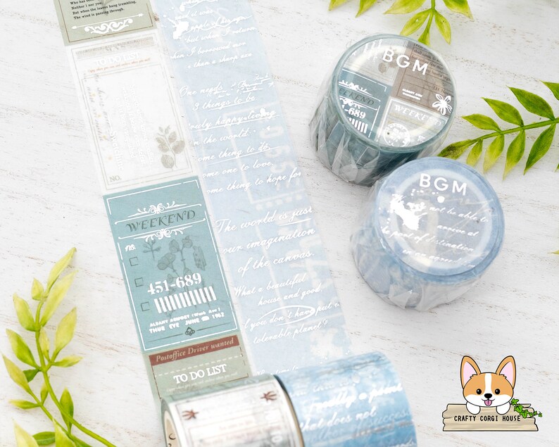 1 Roll | 30mm | BGM | POEM Gold or Silver Foil Washi Tape | Botanical ...