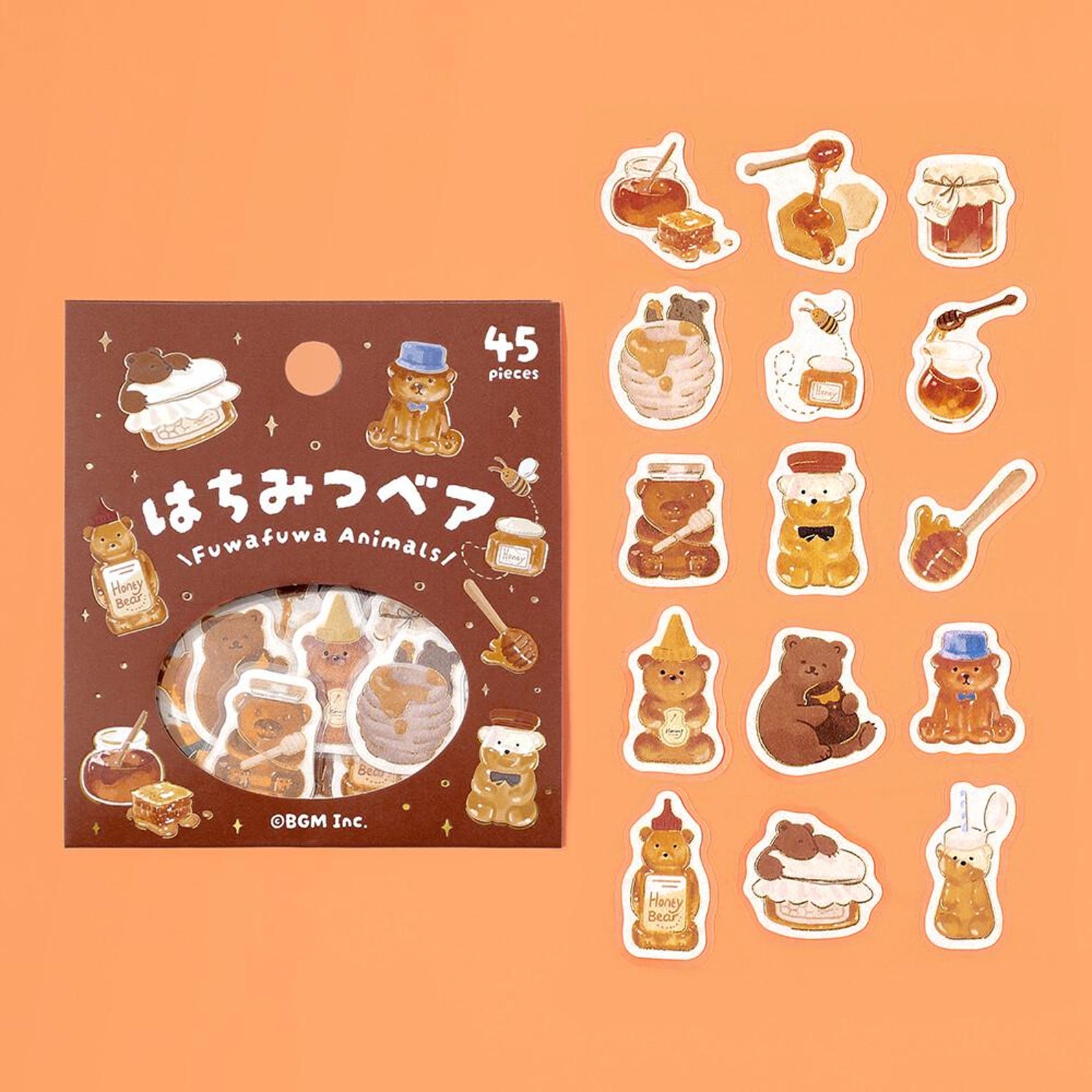 45 Pc | BGM | FUWAFUWA ANIMALS Gold Foil Die Cut Washi Stickers ...