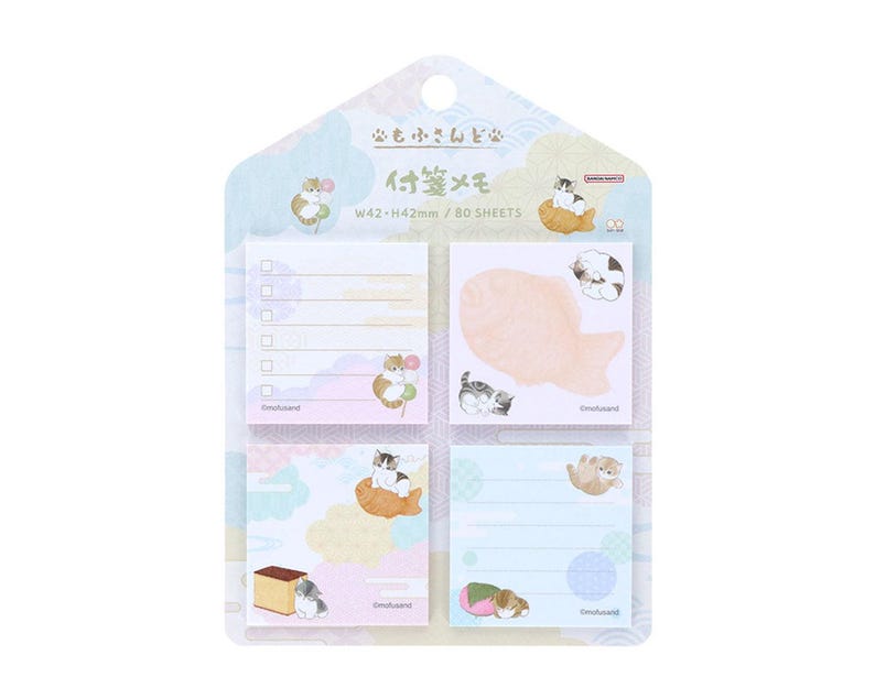 80 Sheets | Sun-star | Cat Kigurumi Wagashi Series 4 Design Sticky ...