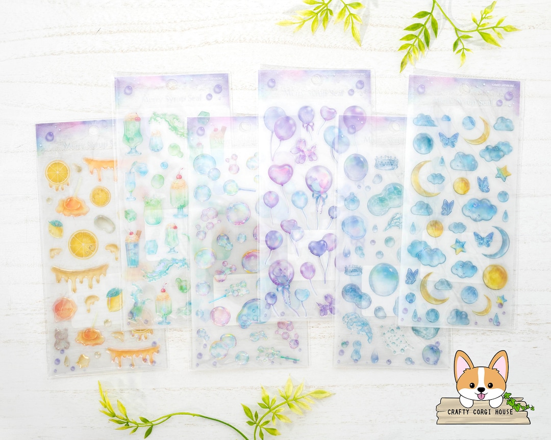 1 Sheet | Kamio | MERRY SYRUP DROP Foil Clear Gel Stickers | Honey ...