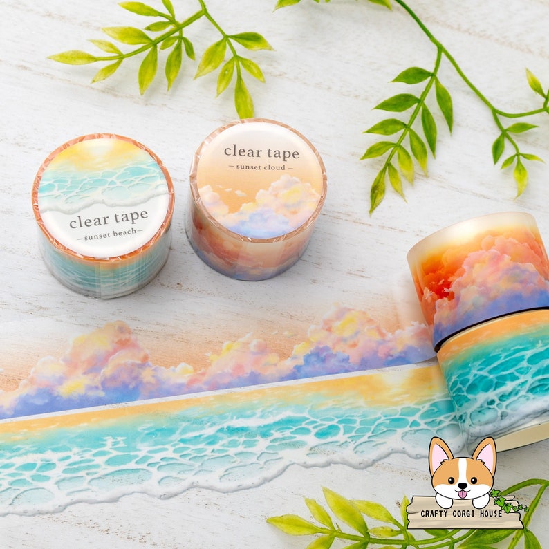 1 Roll | 30mm | Mind Wave | Clear Matte PET Tape | Sunset Cloud ...