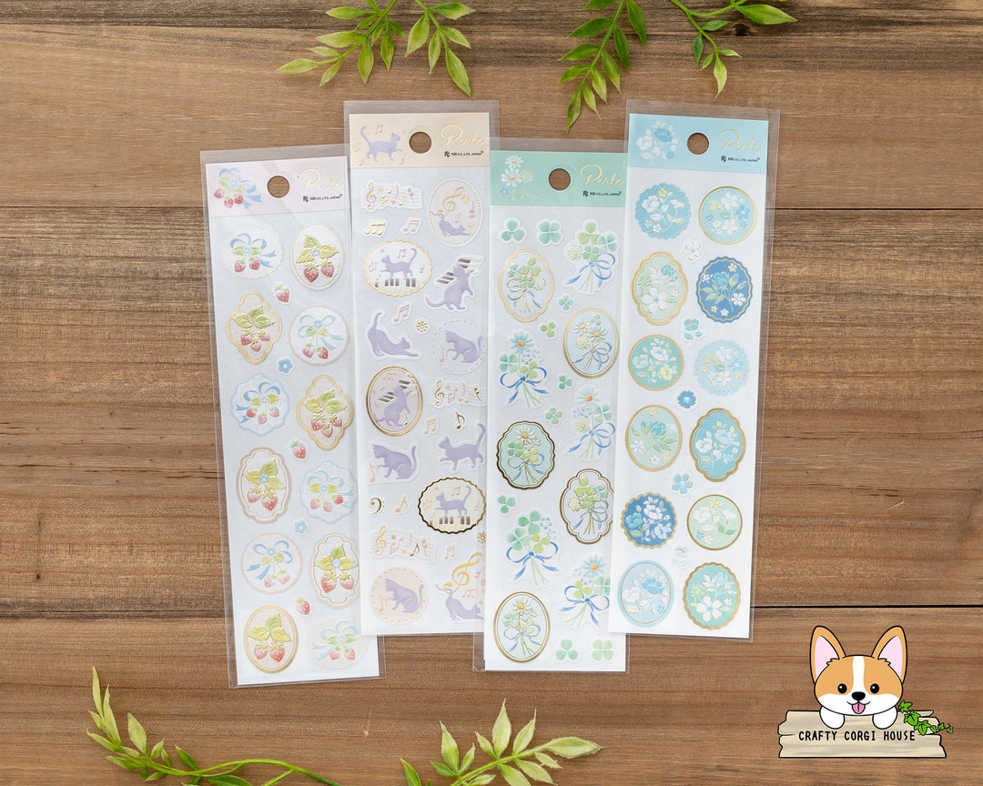 1 Sheet | NB | PERLE Gold Foil Embossed Pearl Paper Stickers ...