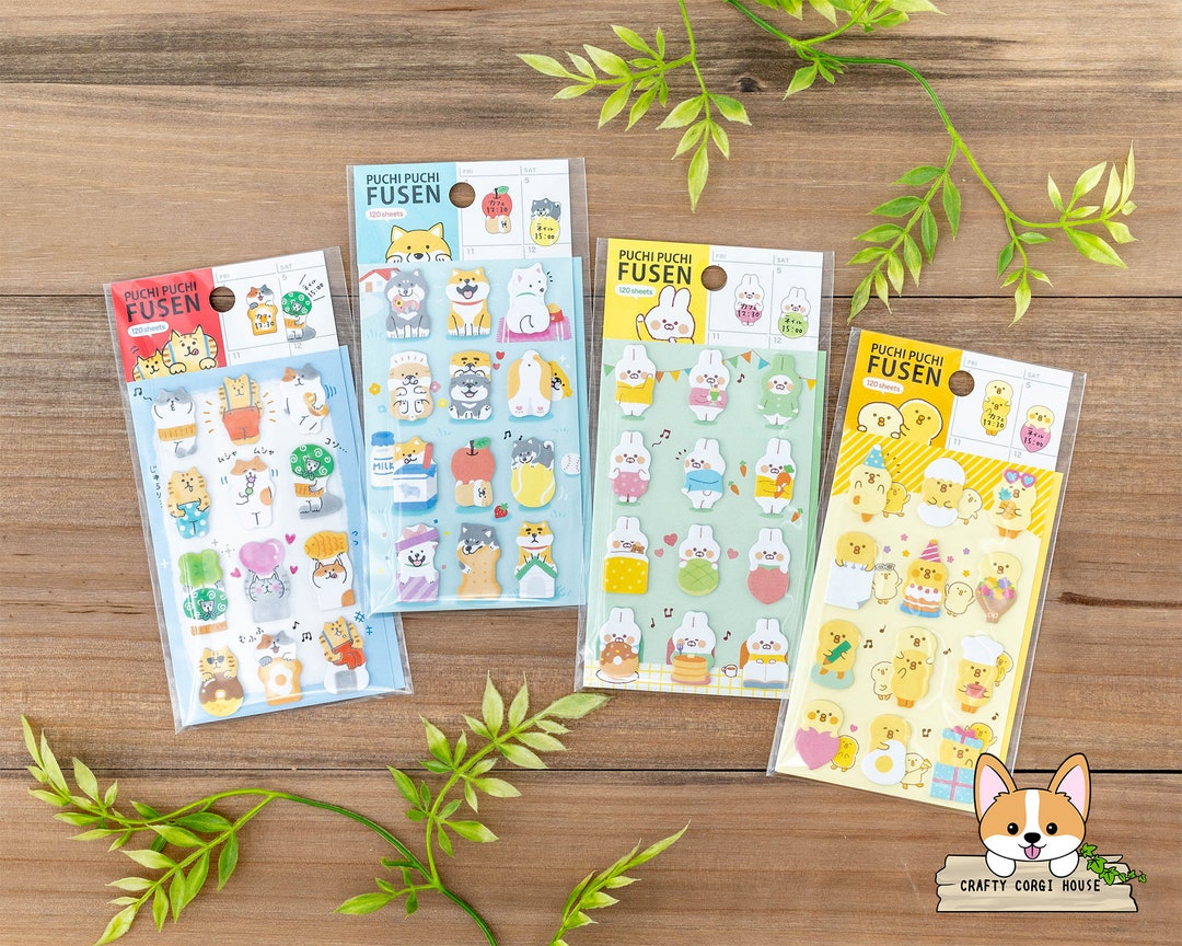120 Sheets | Mind Wave | CHARACTER PUCHI Sticky Tabs | Dog - Cat ...